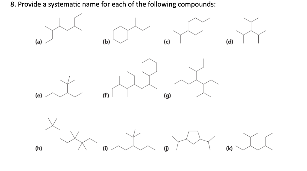 Solved Provide a systematic name for each of the following | Chegg.com