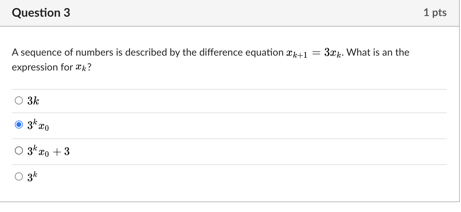 Solved Question 3 1 pts 3xk. What is an the A sequence of | Chegg.com