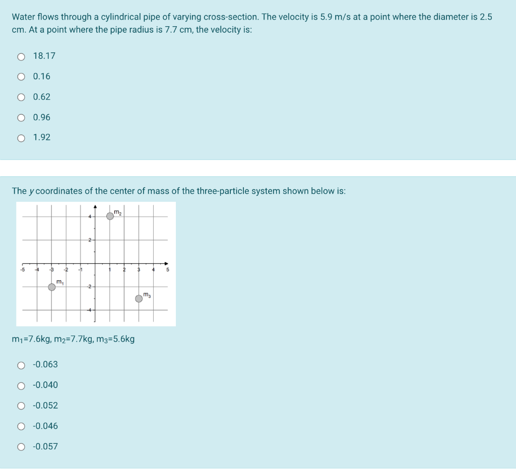 Solved Water flows through a cylindrical pipe of varying | Chegg.com