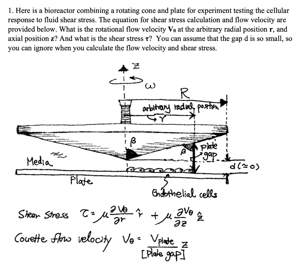 Solved 1. Here is a bioreactor combining a rotating cone and | Chegg.com