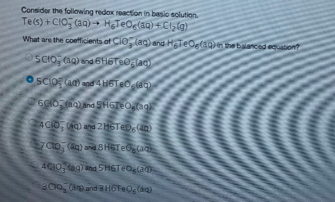 Solved Consider the following redox reaction in basic What | Chegg.com