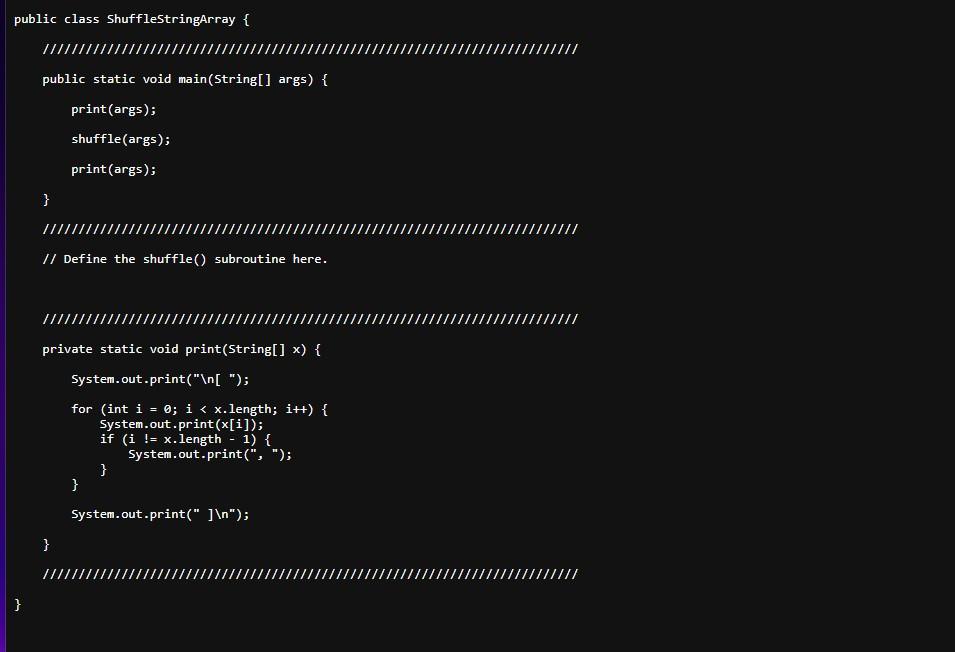 Solved Use this file as your starting point: Shuffle | Chegg.com