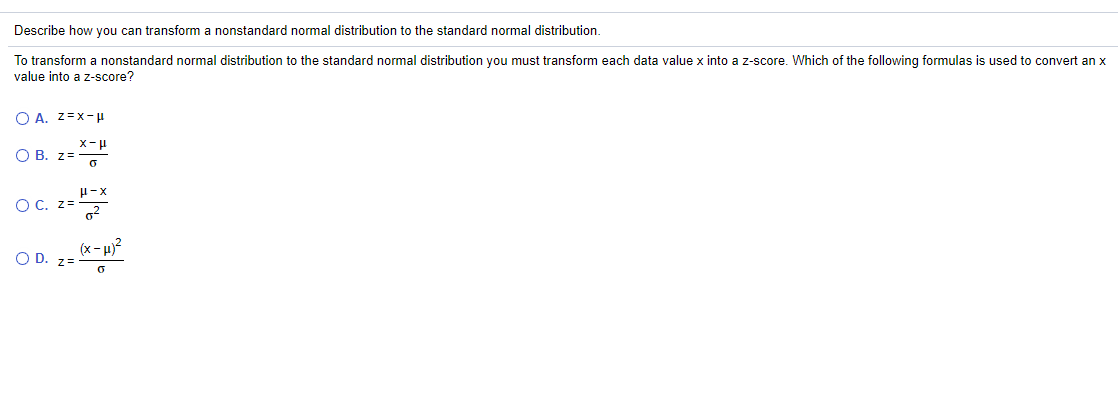 Solved Describe how you can transform a nonstandard normal | Chegg.com