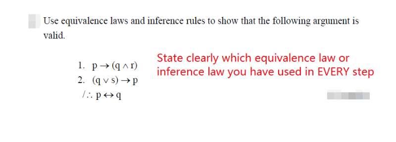 Solved Use equivalence laws and inference rules to show that | Chegg.com