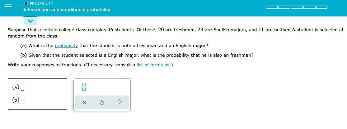 Solved O PROBABILITY Intersection and conditional | Chegg.com