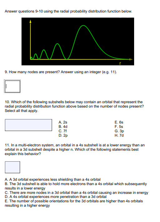 Solved Answer questions 9−10 using the radial probability | Chegg.com