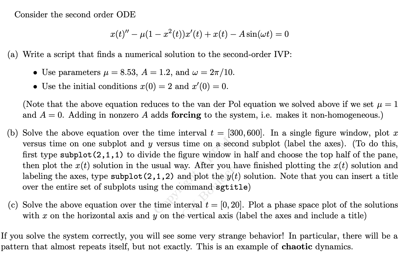 Solved Consider the second order ODE x(t)" – 4(1 – | Chegg.com
