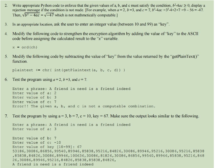 Solved import math def getCipher(x, a, b, c): return | Chegg.com