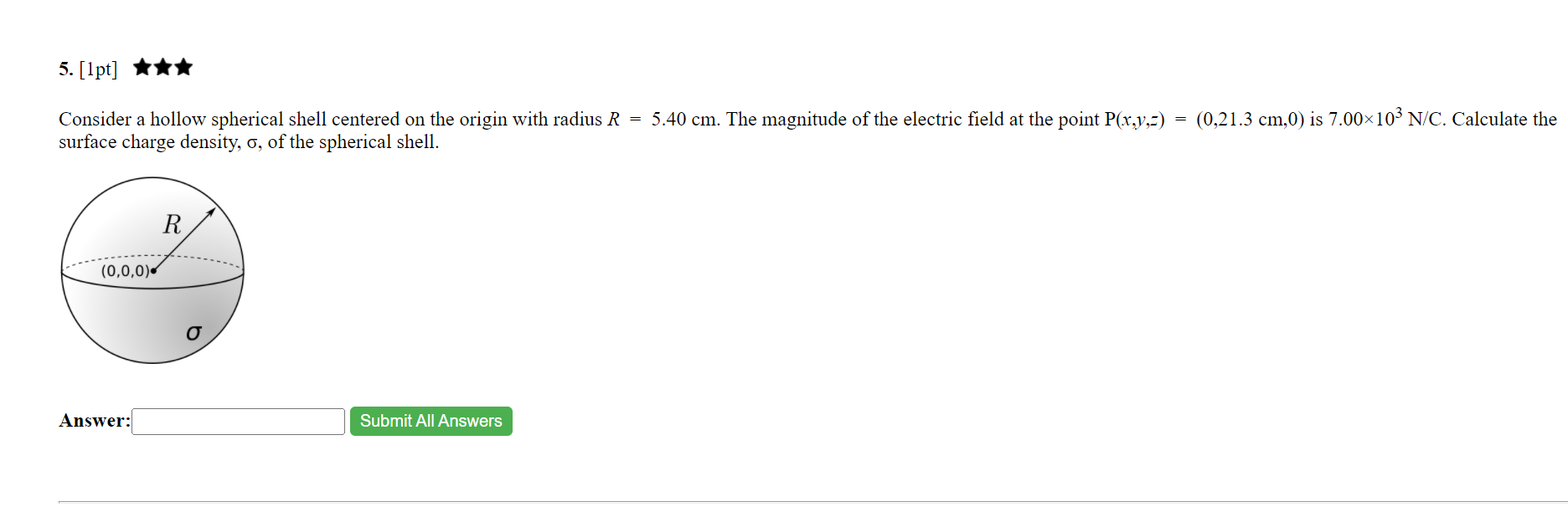 Solved 5. [1pt] Consider a hollow spherical shell centered | Chegg.com