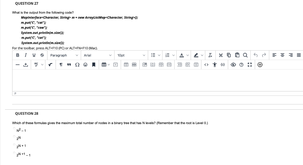 Solved QUESTION 27 What is the output from the following | Chegg.com