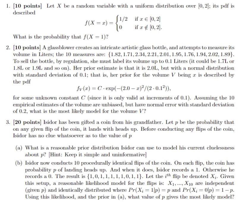 Solved 1. [10 points] Let X be a random variable with a | Chegg.com