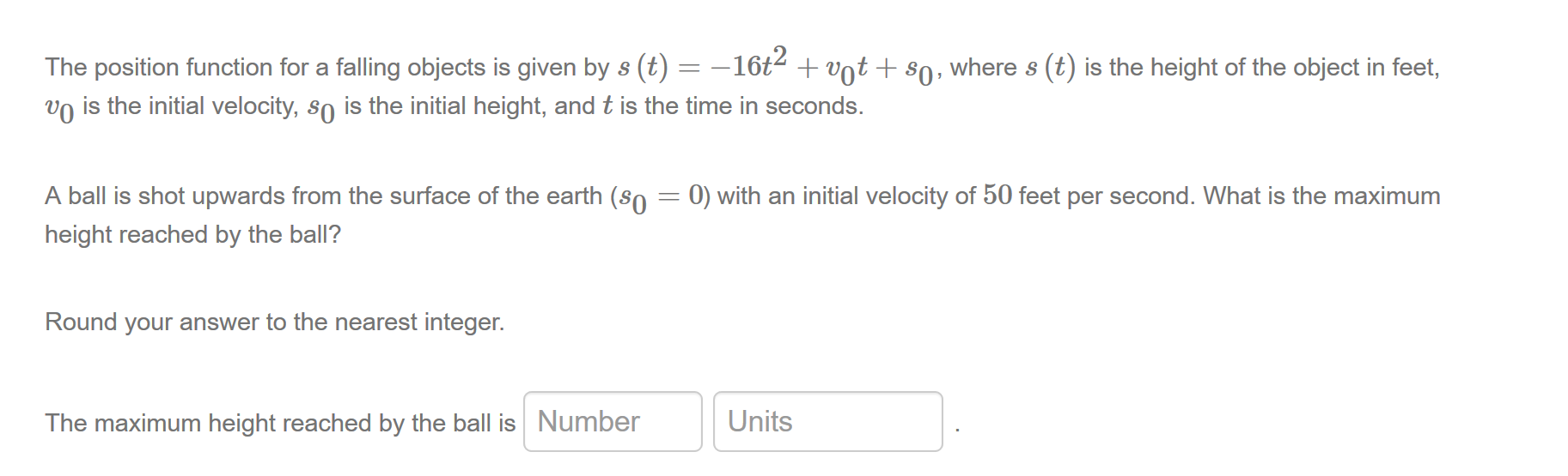 Solved The position function for a falling objects is given | Chegg.com