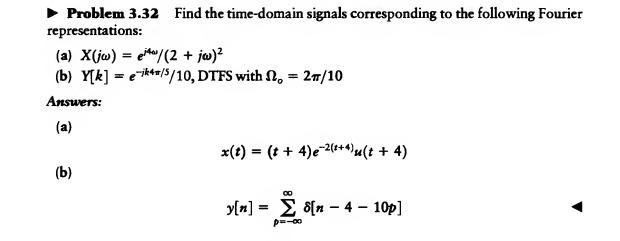 Solved Problem 3.32 Find the time-domain signals | Chegg.com