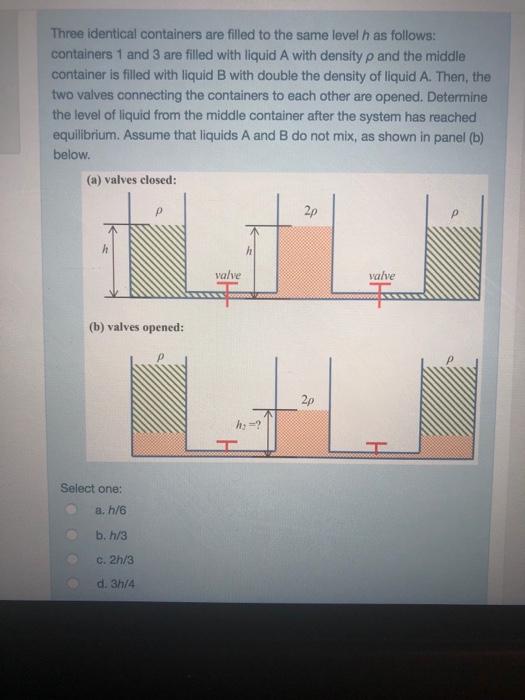 Solved Three identical containers are filled to the same | Chegg.com