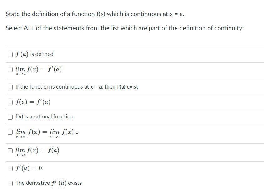 Solved State the definition of a function f(x) which is | Chegg.com