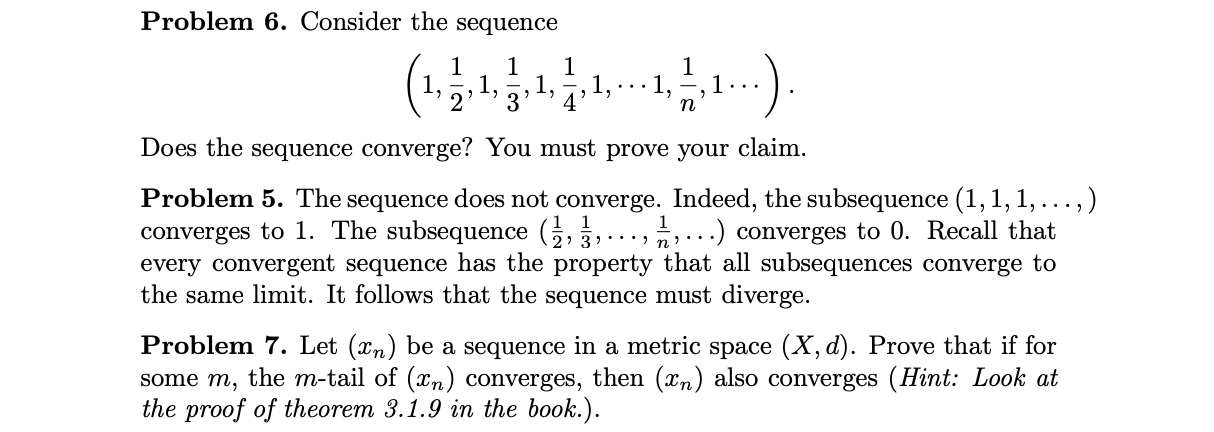 Solved Problem 6. Consider the sequence 1 1 1 1 1, ‚ 1, 1... | Chegg.com
