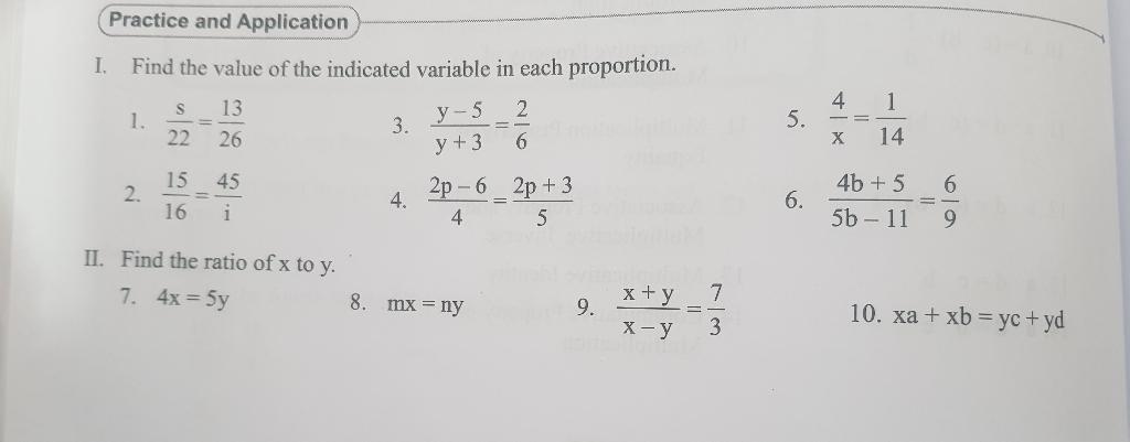 Solved Practice and Application I. Find the value of the | Chegg.com