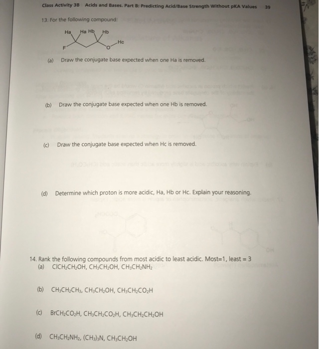Solved Class Activity 38 Acids and Bases. Part B: Predicting | Chegg.com