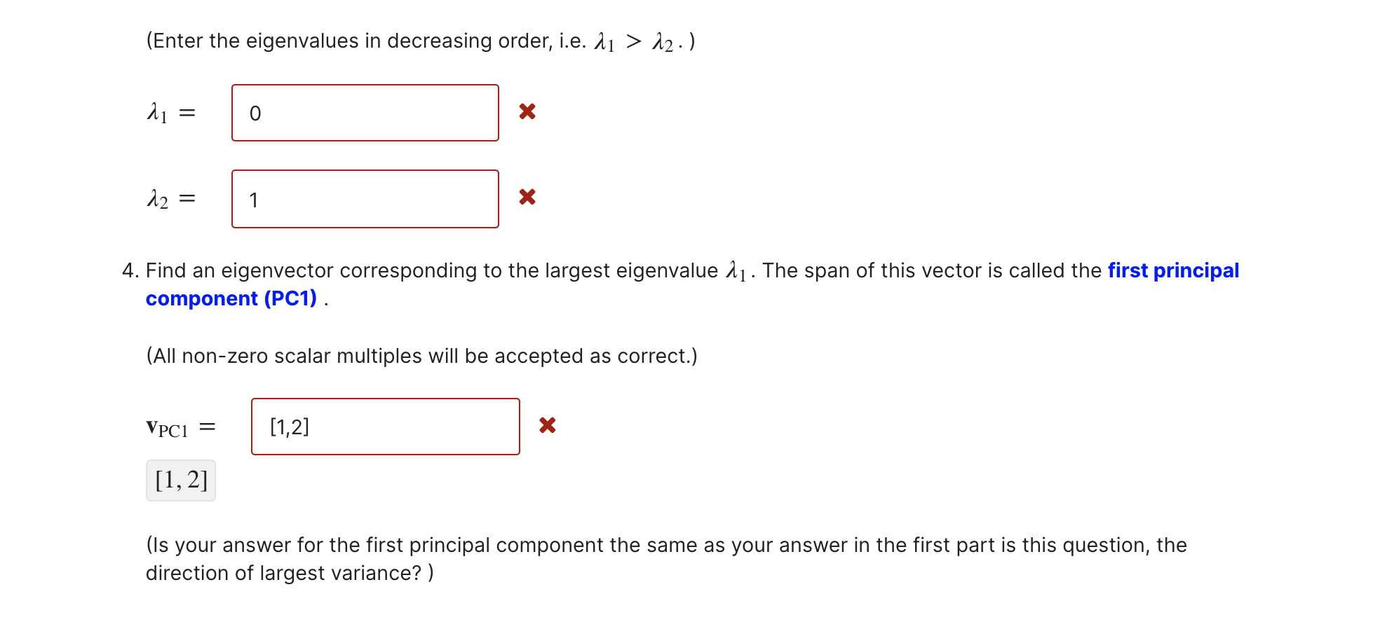 Solved Conceptual Example 1: 2 data points in 2D 1/5 points | Chegg.com