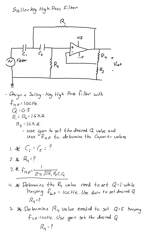 Sallen key High Pass Filten - Design a Solley-Key | Chegg.com