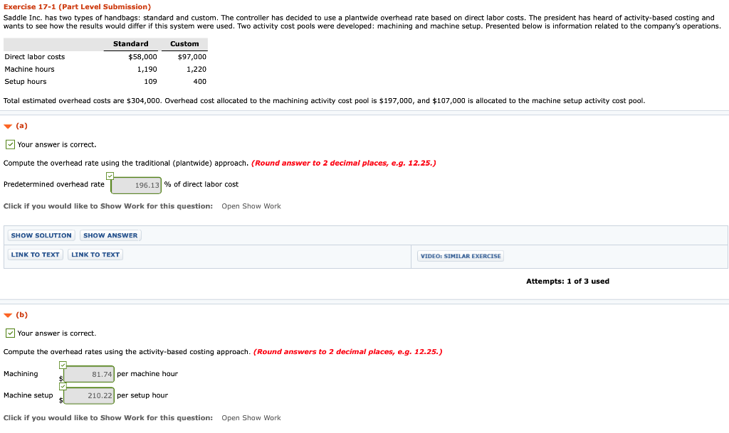 Solved Exercise 17-1 (Part Level Submission) Saddle Inc. has | Chegg.com