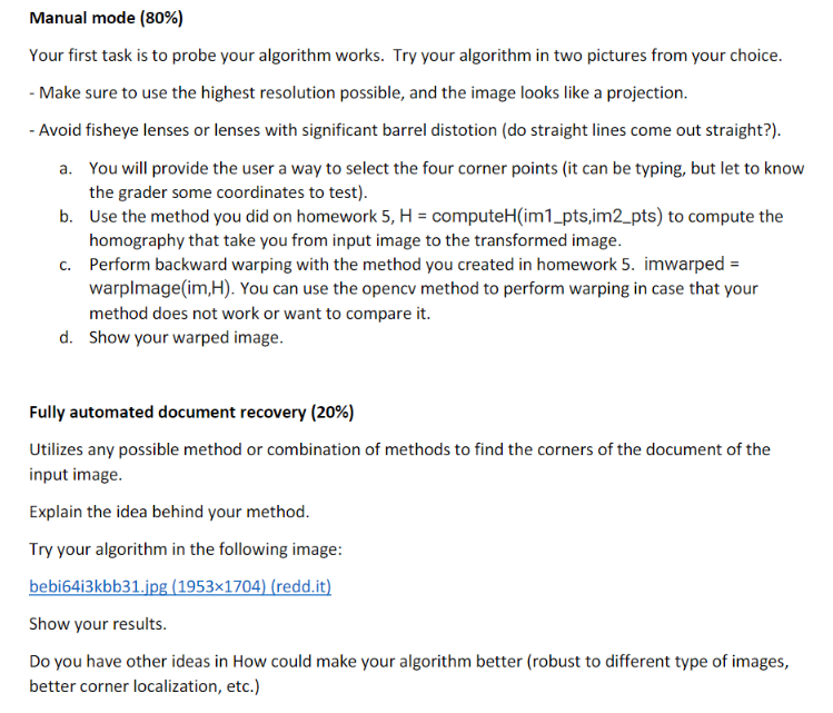 Solved Goal: Make a python program that rectifies images | Chegg.com