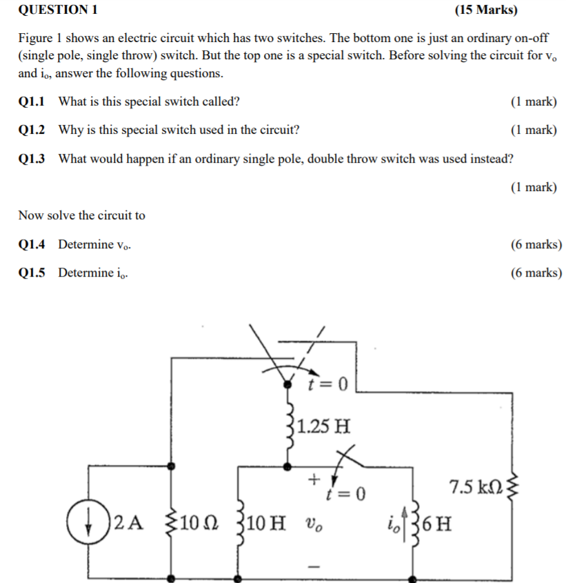 Solved QUESTION 1 (15 Marks) Figure 1 shows an electric | Chegg.com