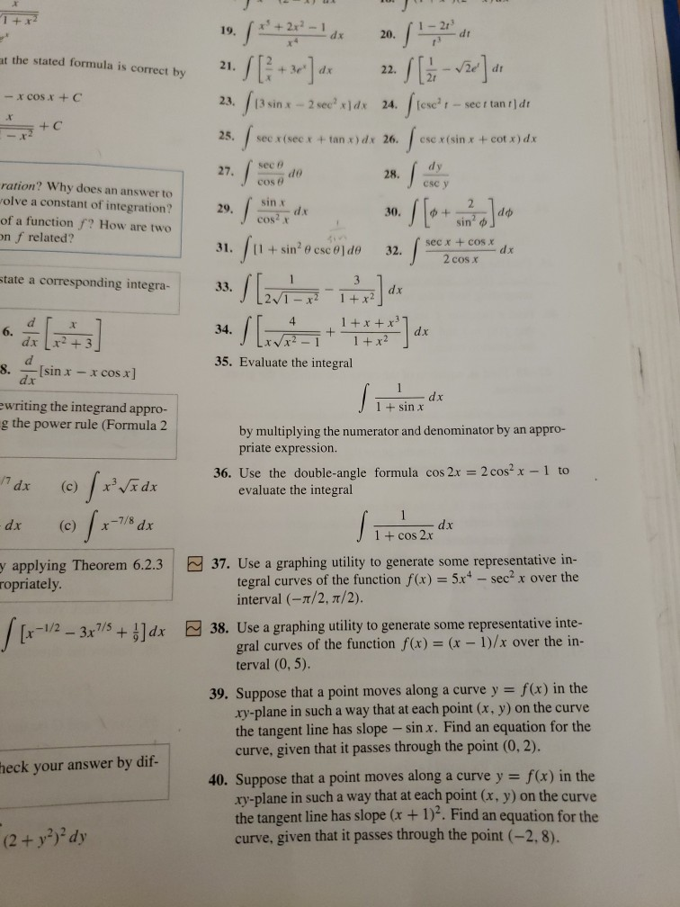 Solved find the integral for question 31 and show all your | Chegg.com