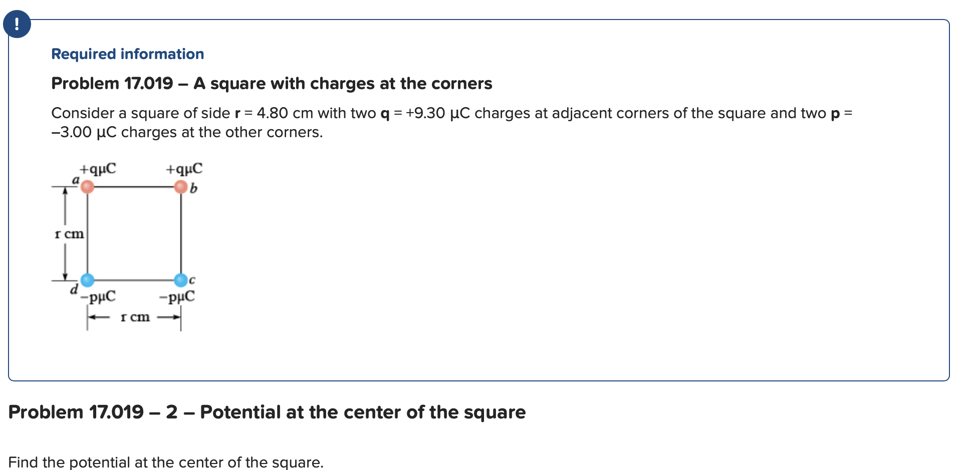 Solved A square with charges at the corners Skip to question | Chegg.com