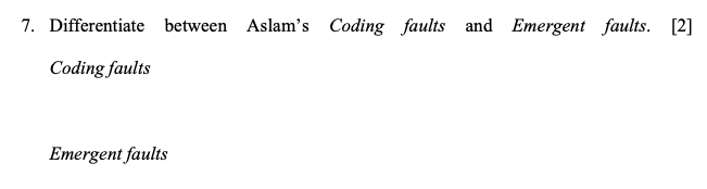 Solved Differentiate between Aslam's Coding faults and | Chegg.com