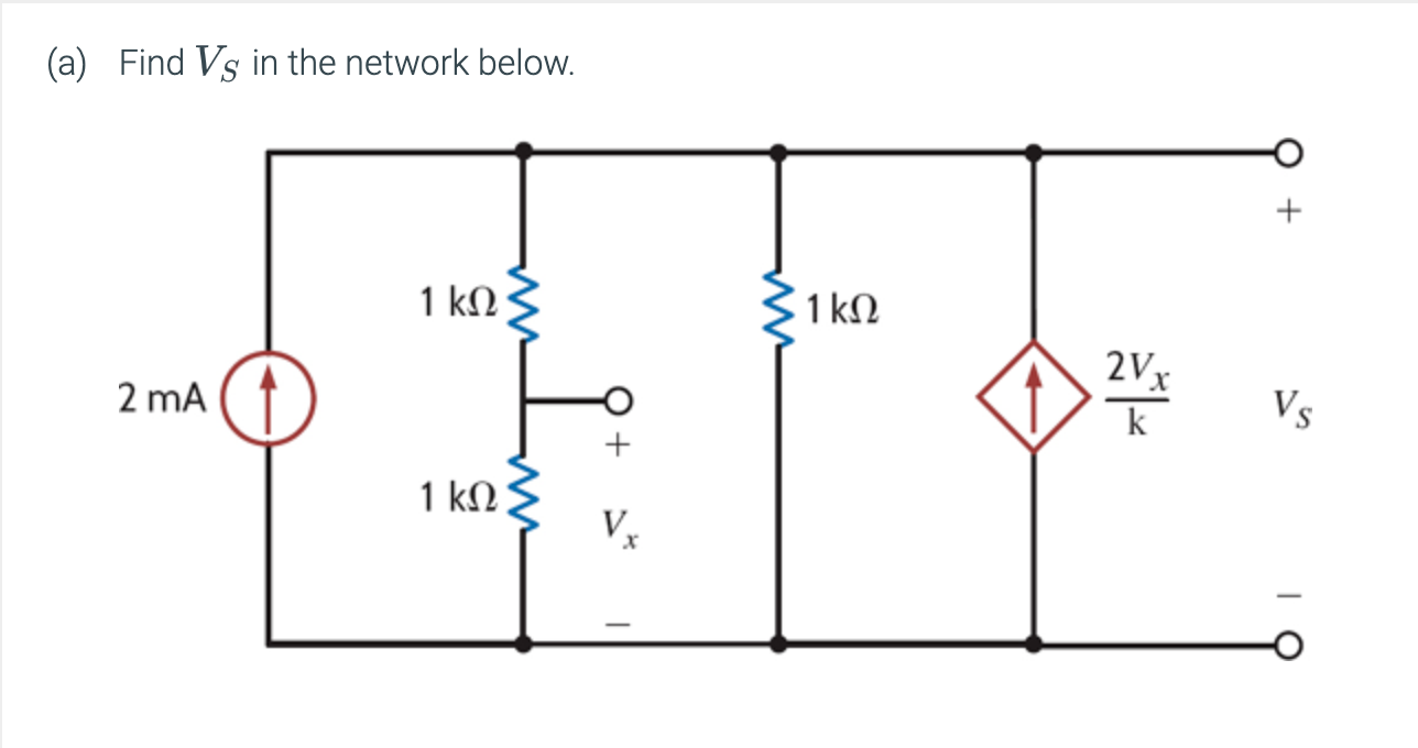 Solved (a) Find VS in the network below. | Chegg.com