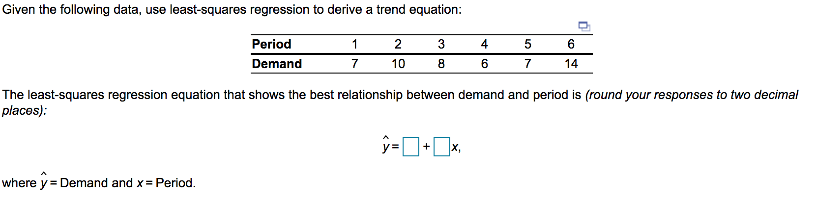 Solved Given the following data, use least-squares | Chegg.com