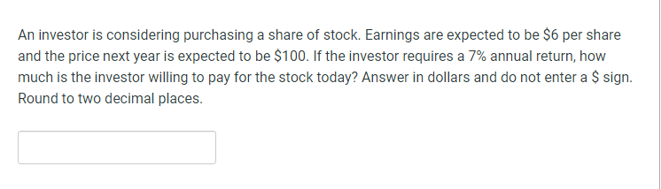 Solved An investor is considering purchasing a share of | Chegg.com