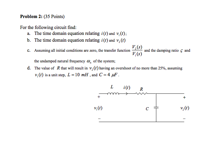 Solved Problem 2: (35 Points) For the following circuit | Chegg.com