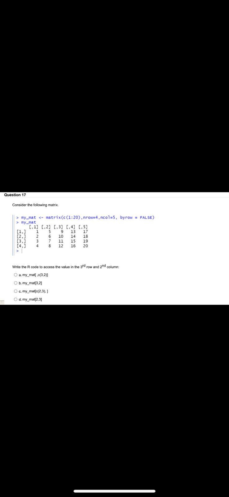 Solved Consider the following matrix. \[ 1>\text { my_mat | Chegg.com