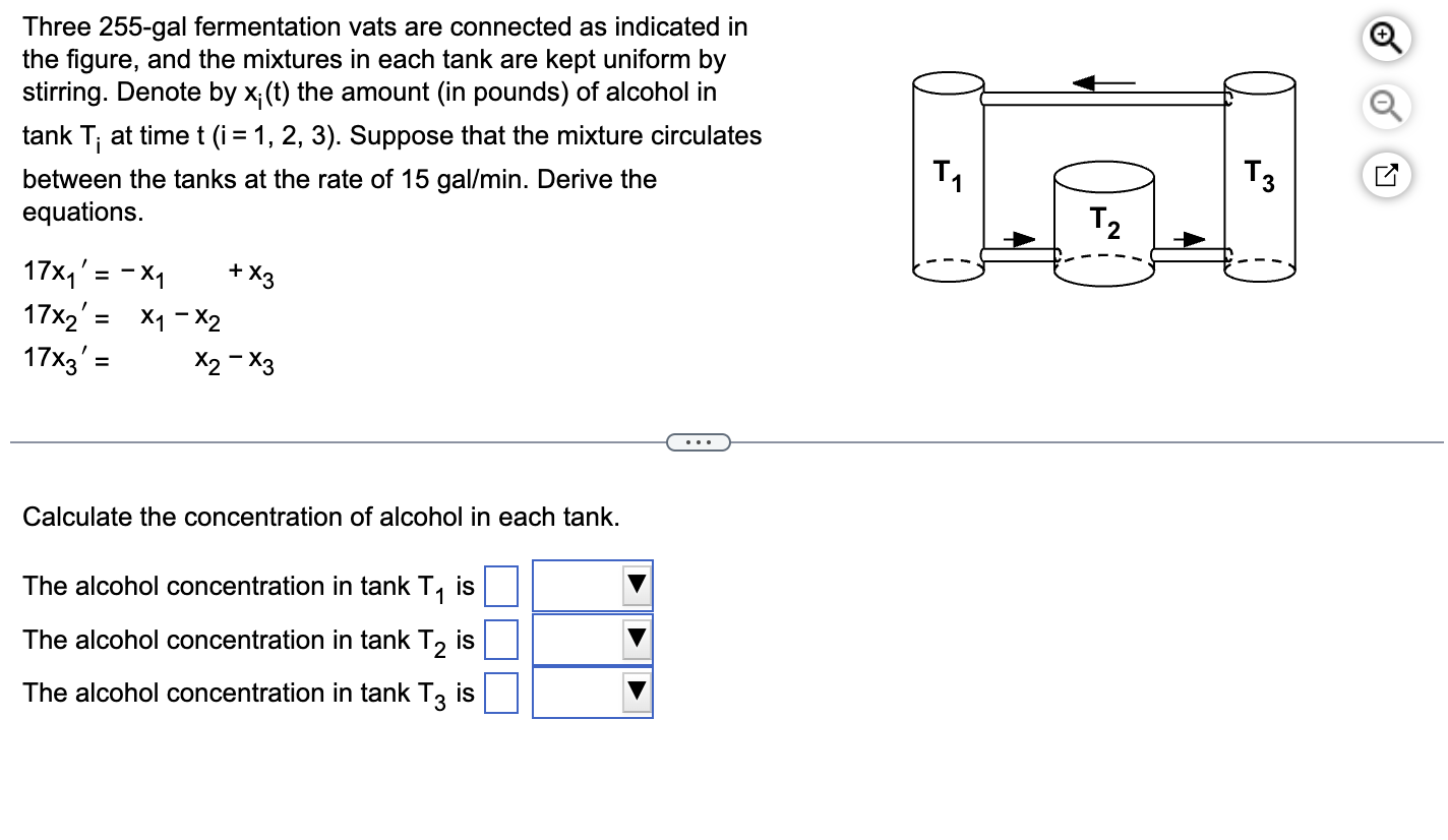 Solved Three 255-gal fermentation vats are connected as | Chegg.com