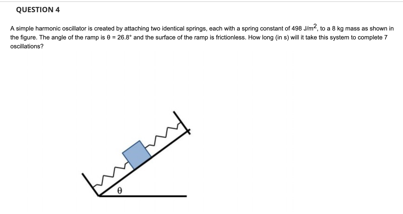 Solved QUESTION 4 A simple harmonic oscillator is created by | Chegg.com