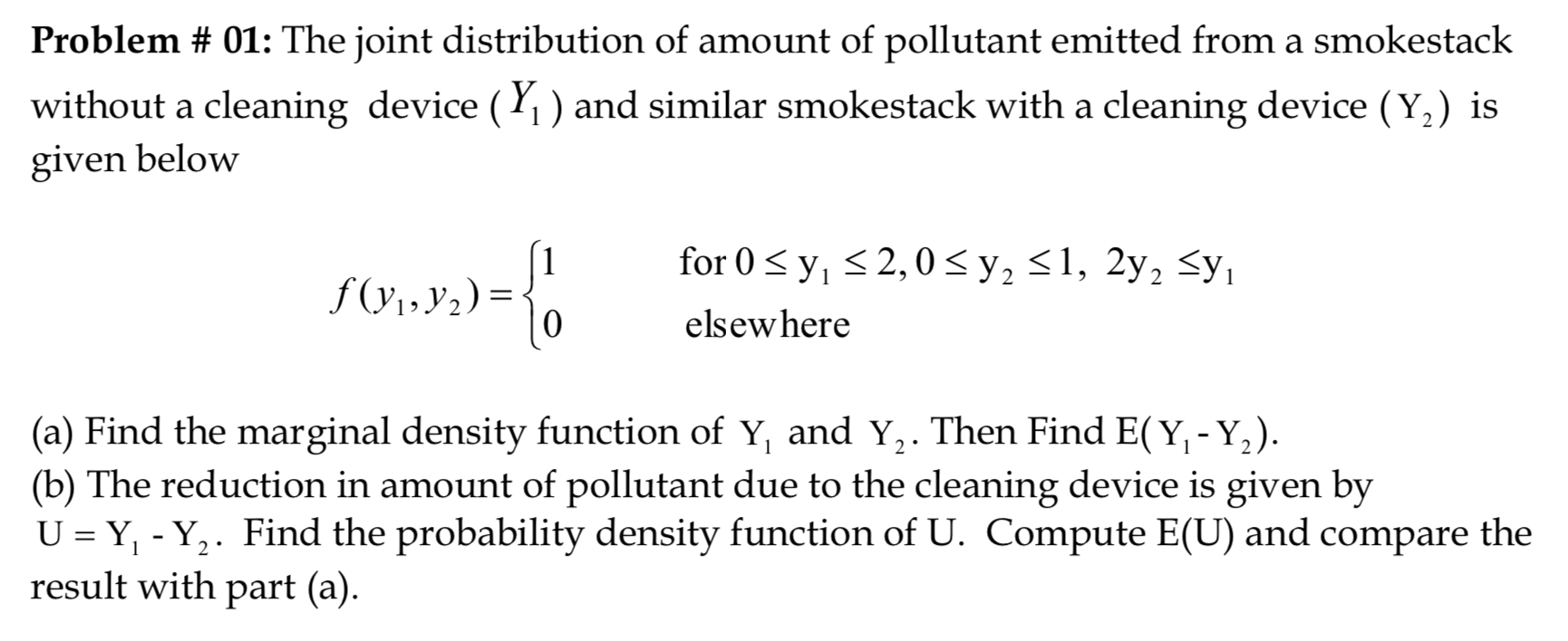 Solved The joint distribution of amount of pollutant emitted | Chegg.com