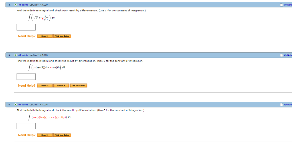 Solved Find the indefinite integral and check your result | Chegg.com