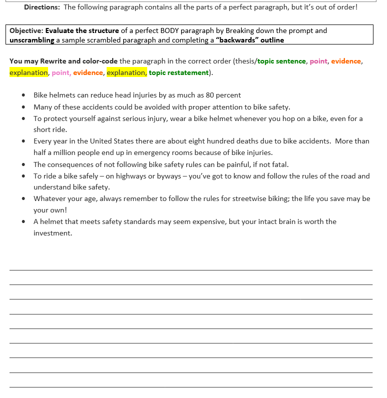 Directions: The following paragraph contains all the | Chegg.com