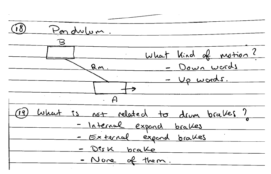 Solved (18) Pendulum. B What kind of motion ? Down words Qm. | Chegg.com