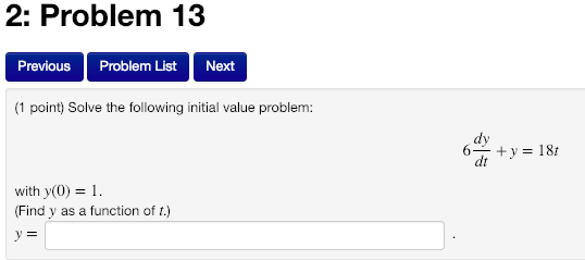 Solved 2: Problem 13 Previous Problem List Next (1 point) | Chegg.com
