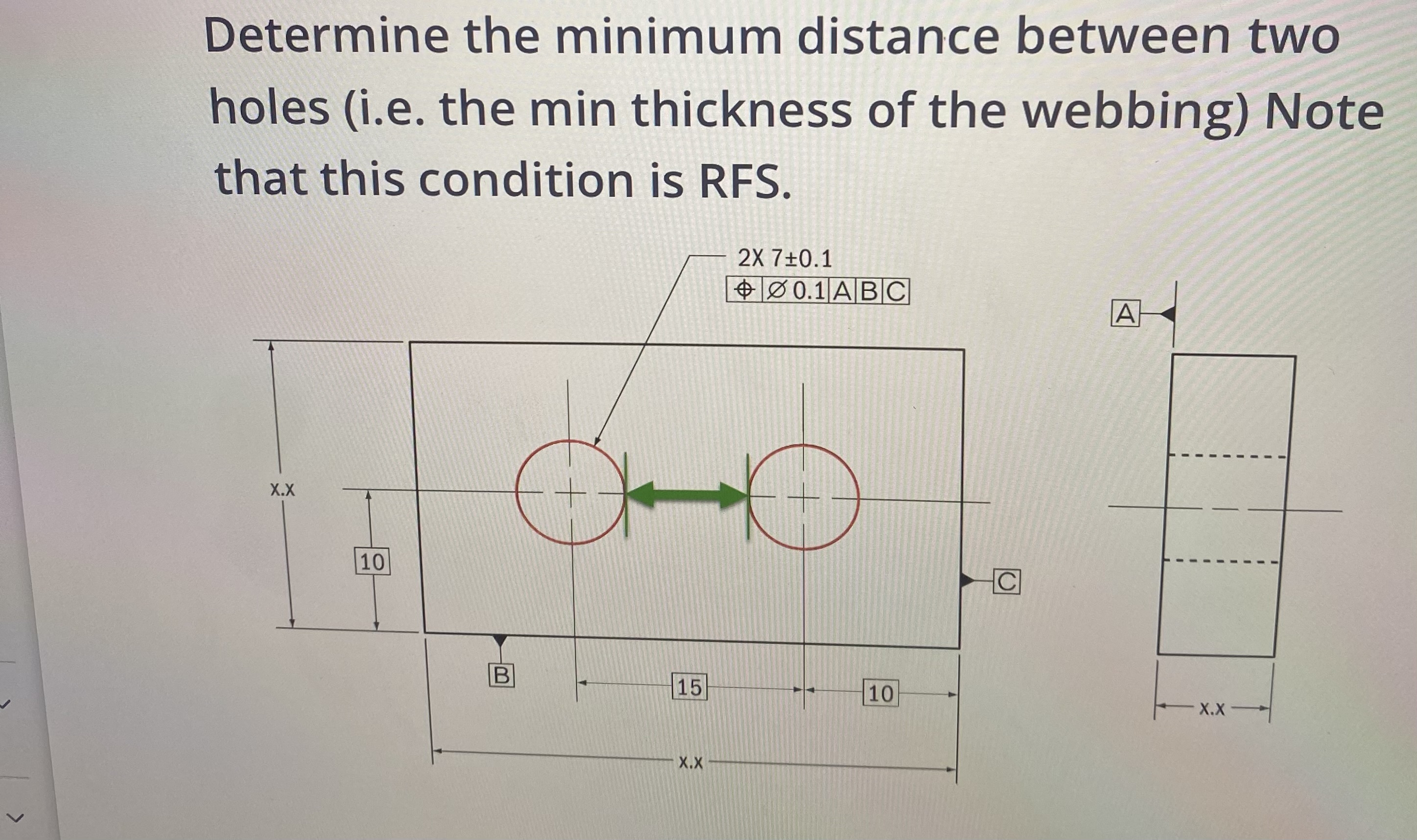 Solved Determine the minimum distance between twoholes (i.e. | Chegg.com
