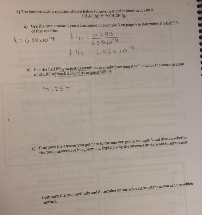 Solved 1) The isomerization reaction shown below follows | Chegg.com