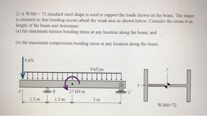 2) A W360 x 72 standard steel shape is used to | Chegg.com
