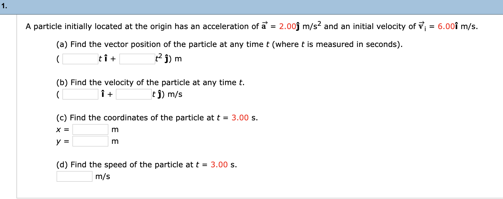 Solved The vector position of a particle varies in time | Chegg.com
