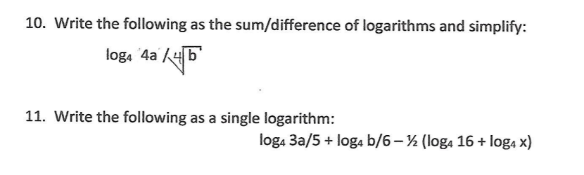 Solved 10. Write the following as the sum/difference of | Chegg.com