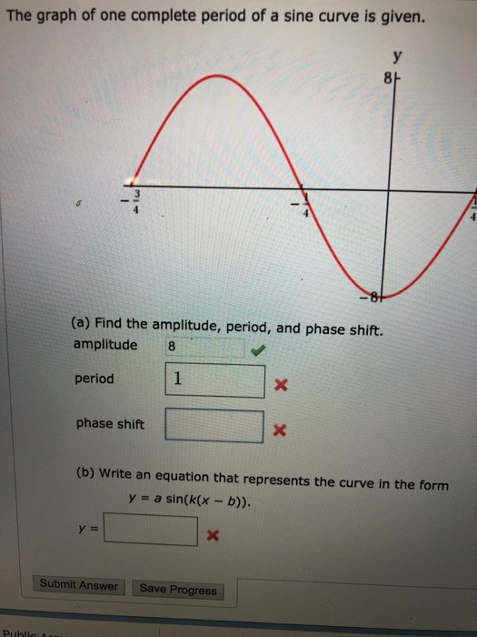 Solved The graph of one complete period of a sine curve is | Chegg.com