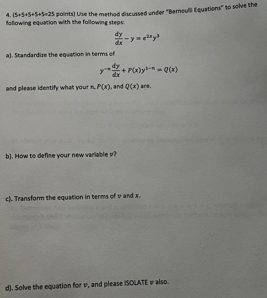 Solved 4. (5+5+5+5+5=25 points) Use the method discussed | Chegg.com