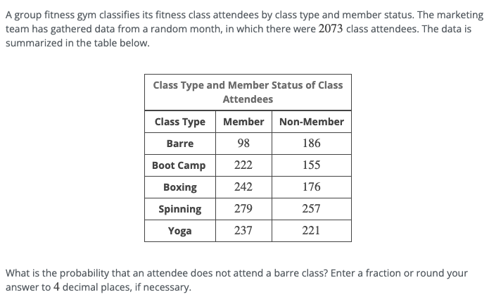 Solved A Group Fitness Gym Classifies Its Fitness Class